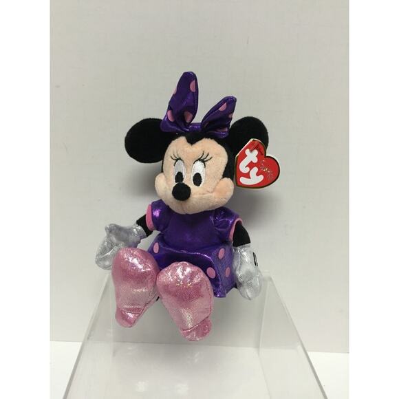 Ty | Toys | Disney Ty Minnie Mouse Purple Polka Dot Dress Plush 6in ...
